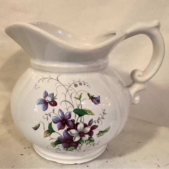 Mccoy | Dining | Mccoy Pottery 7528 Small Pitcher Blue Purple Flowers ...